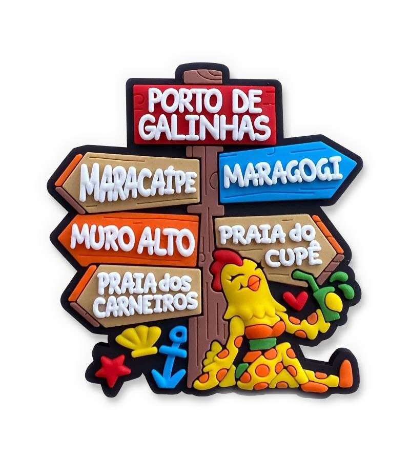 Ímã Emborrachado de Porto de Galinhas PE Plaquinha E Férias - Ímã de Geladeira Souvenir ...